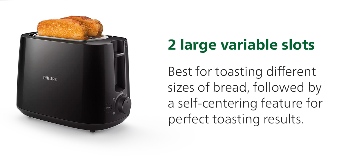 PHILIPS Toaster Two Large Variable Slot With 8 Settings and Integrated ...