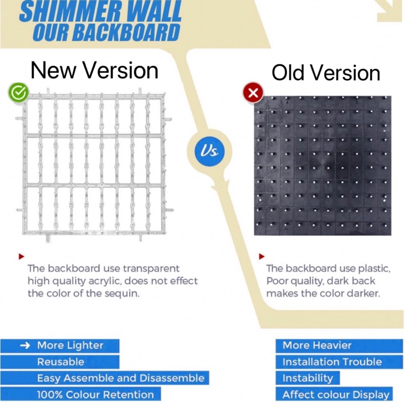 Square Shimmer Sequin 30*30cm Wall Panel Backdrop sparkle Metallic ...