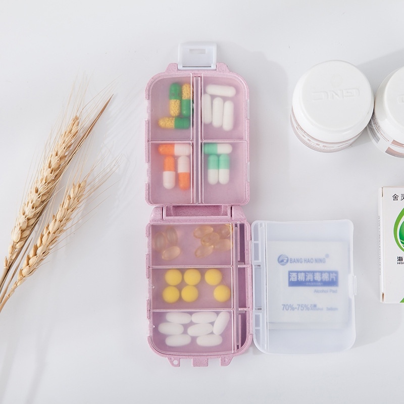 Pill Organizer 8 Divider Clamshell Design Medicine Tablet Pill Storage ...