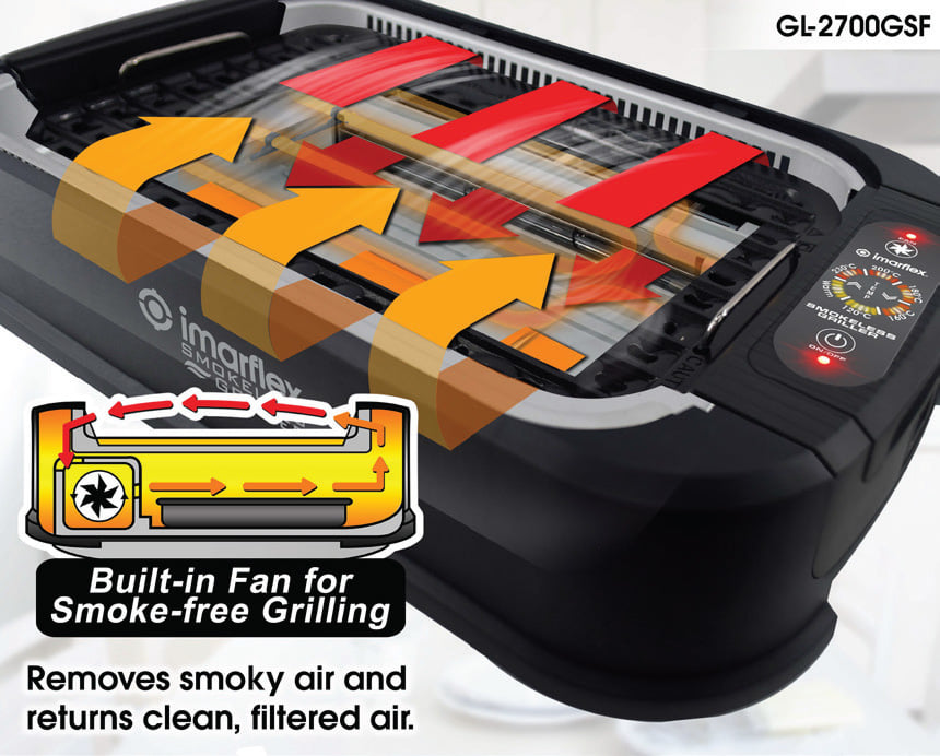 Imarflex GL-2700GSF 2 in 1 Smokeless Griller & Skillet GL2700GSF ...