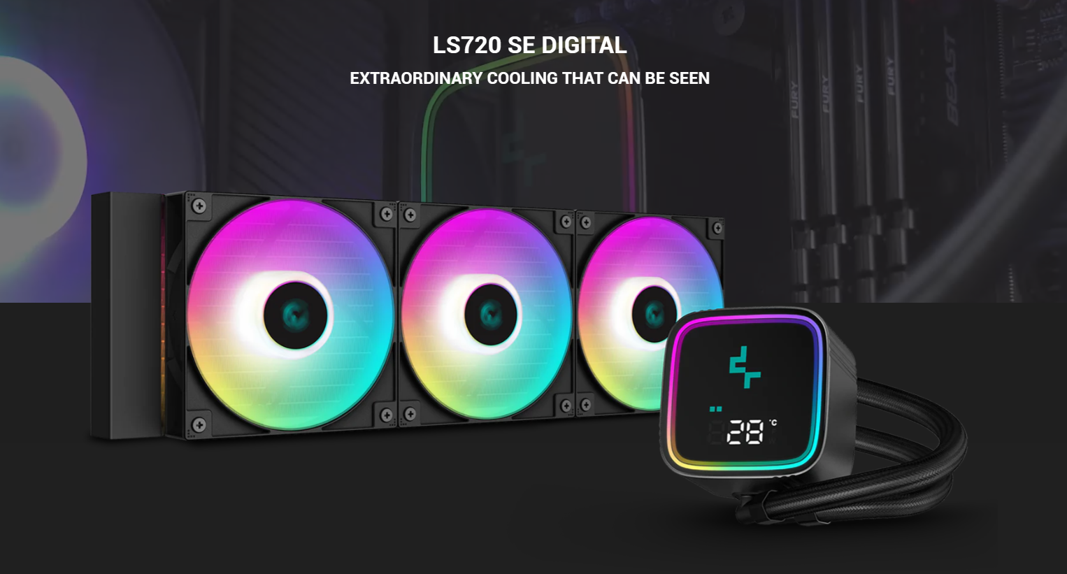 Deepcool LS720 SE Digital 360mm Liquid CPU Cooler with A Status Display ...