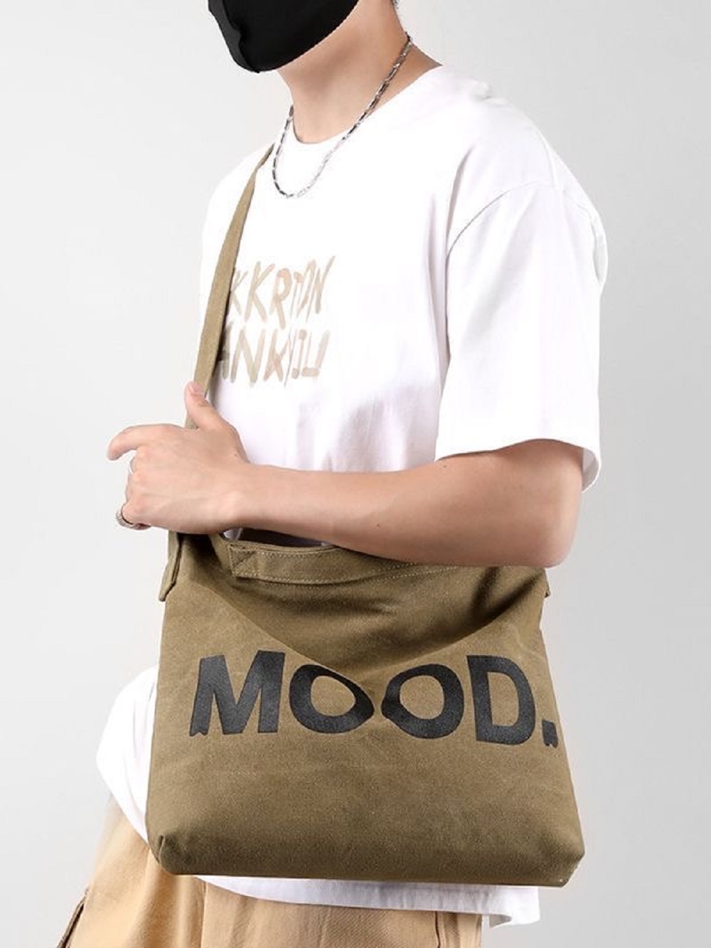 Yvon Korean Fashion Couple Canvas Shoulder Sing bag for man woman ...