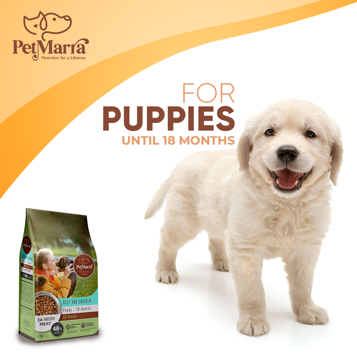 PetMarra Puppy / Adult Dog Dry Food Beef Milk and Chicken Flavor 1kg ...
