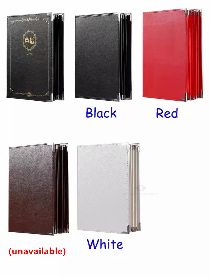 BLACK Leather Cover High-end Menu book Menu stand Menu holder Menu ...