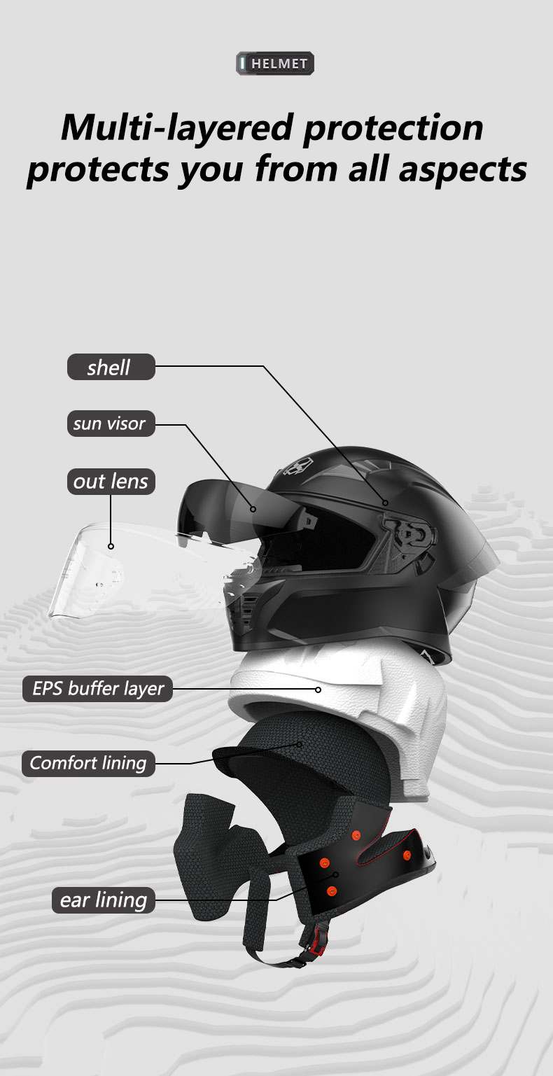 AXK 800 Motorcycle Modular Helmet Unisex Dual Lens Flip Up Racing ...