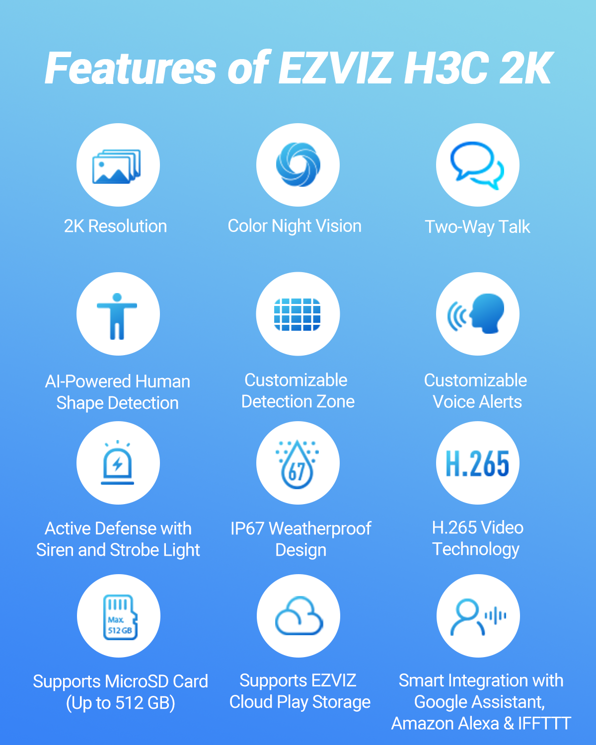 EZVIZ H3c 3MP/2K Outdoor Security Wifi Camera CCTV Camera Connect to ...