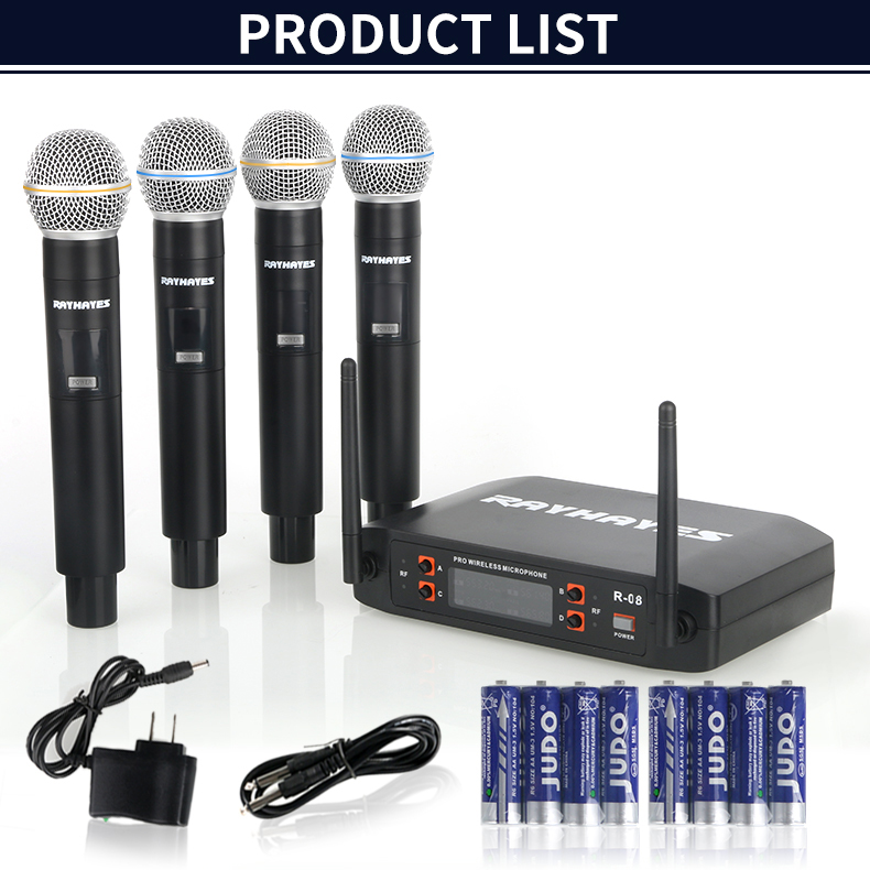 RAYHAYES 4 Channel Wireless Microphone System Dual Handheld Uhf ...
