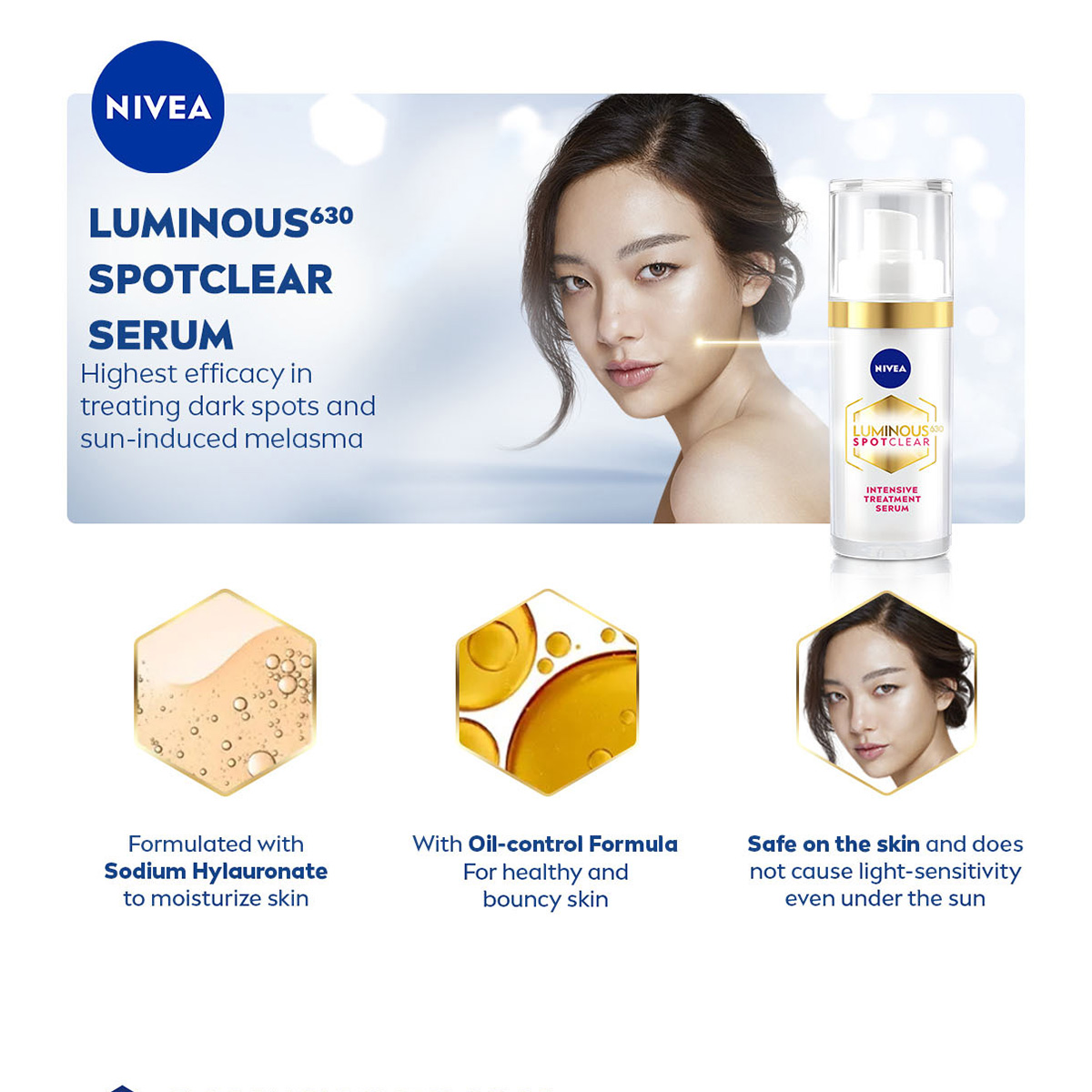 NIVEA Face Care LUMINOUS 630 SPOTCLEAR Serum for dark spots with ...