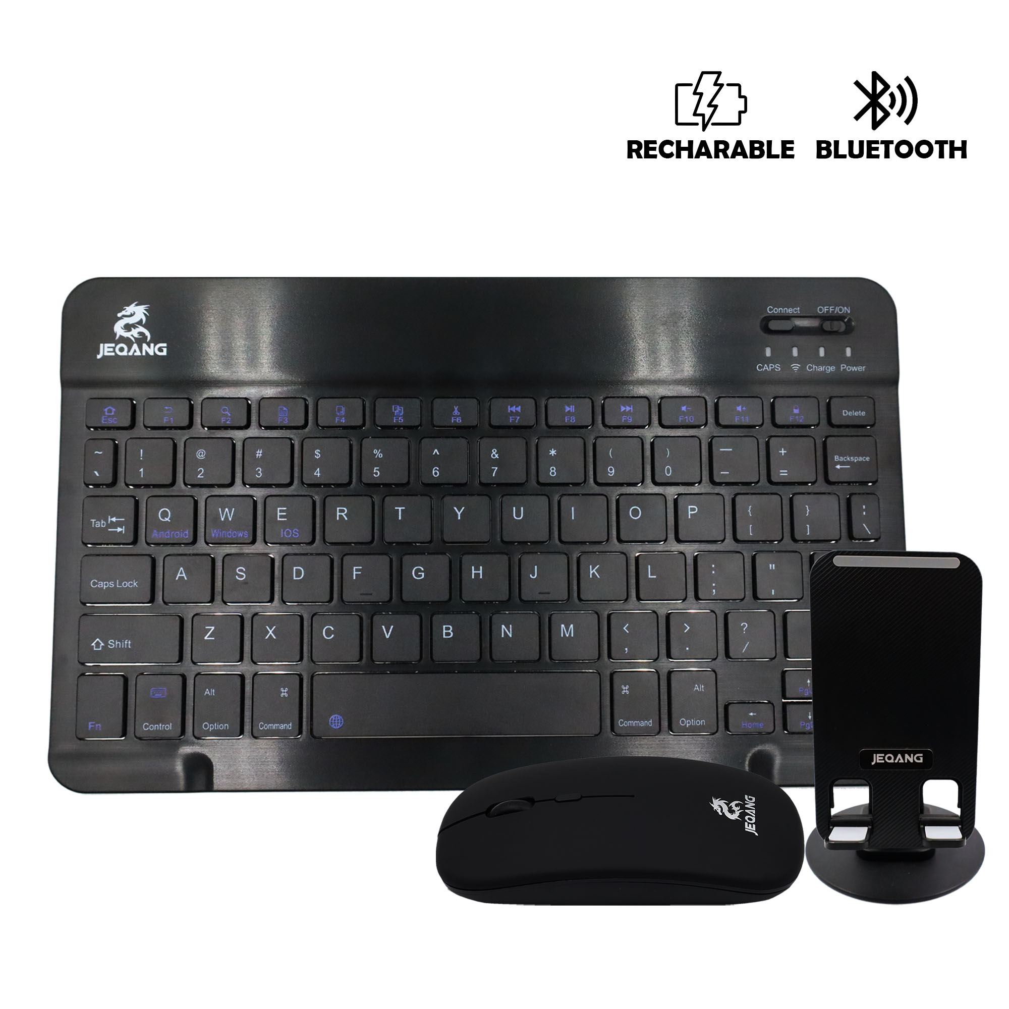 Mini Wireless Bluetooth Keyboard with Mouse & Phone Stand For Apple ...