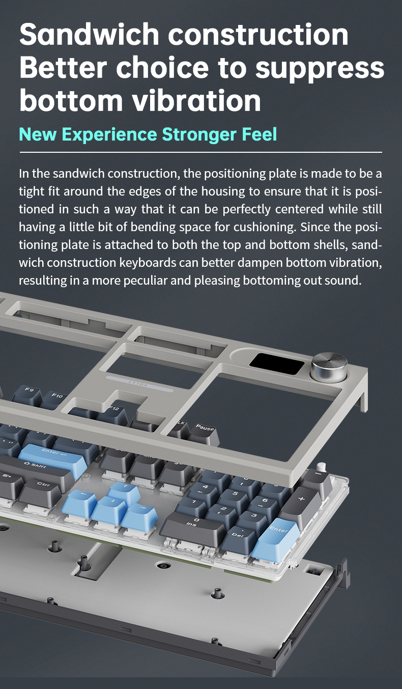 LANGTU LT104 Mechanical keybaord RGB backlit Hotswap Knob DIY Screen ...