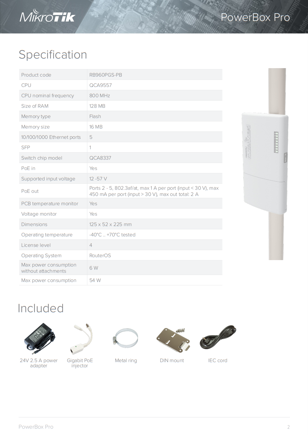 MikroTik PowerBox Pro - 5-port Gigabit Outdoor PoE Router - w/ 4 ...