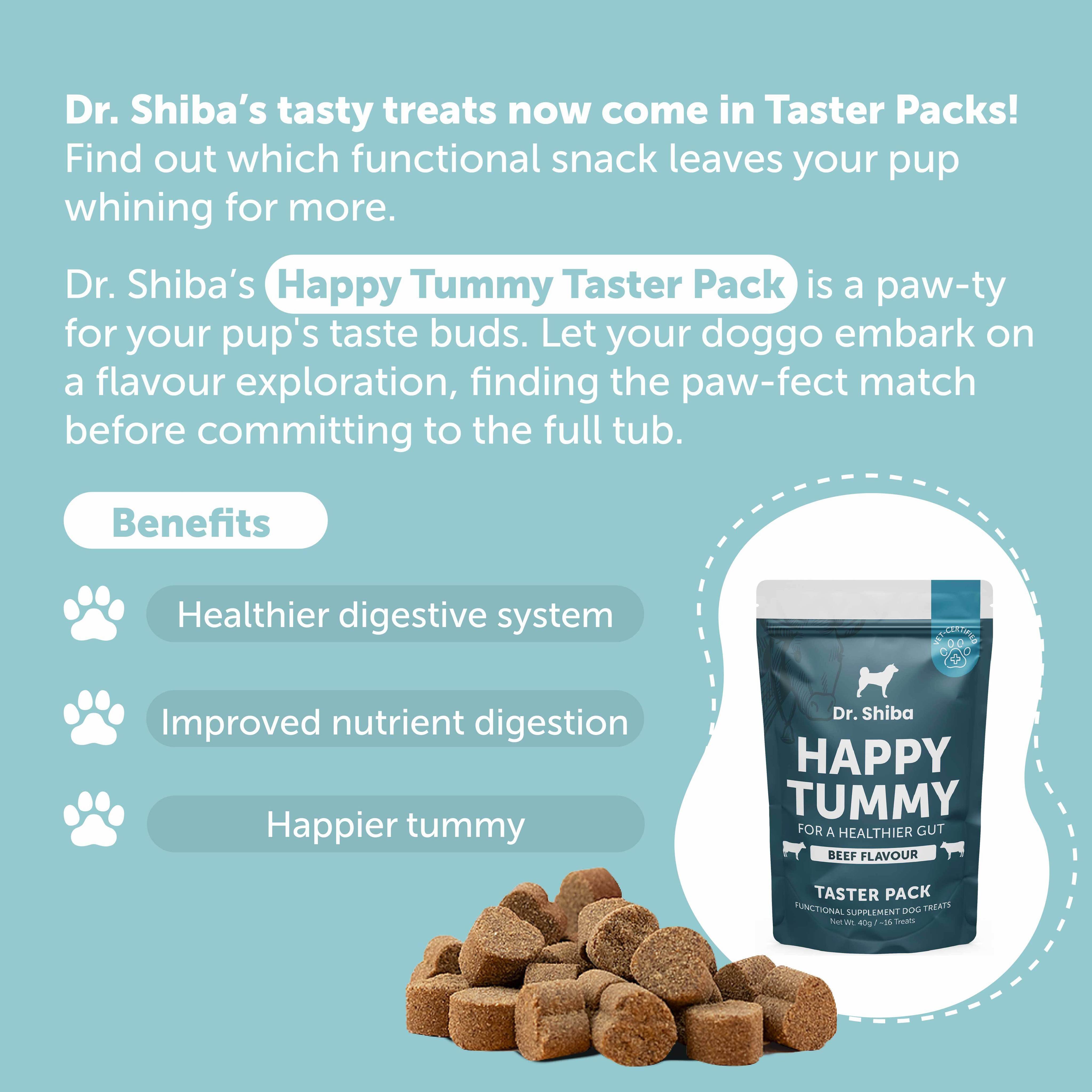 Dr. Shiba Taster Pack Pro Immune x 2 Happy Tummy x 2 Beef 40g Dog ...