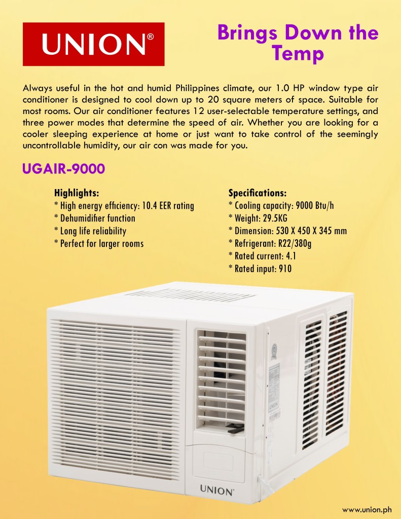 Union UGAIR-9000 1.0 HP Room Air Conditioner | Shopee Philippines