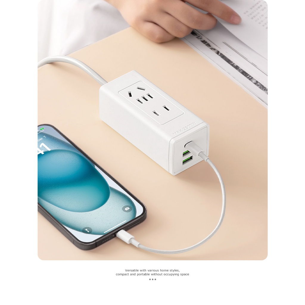 Portable Socket Hub Extension Multifunction Socket With 2 USB And 1 ...