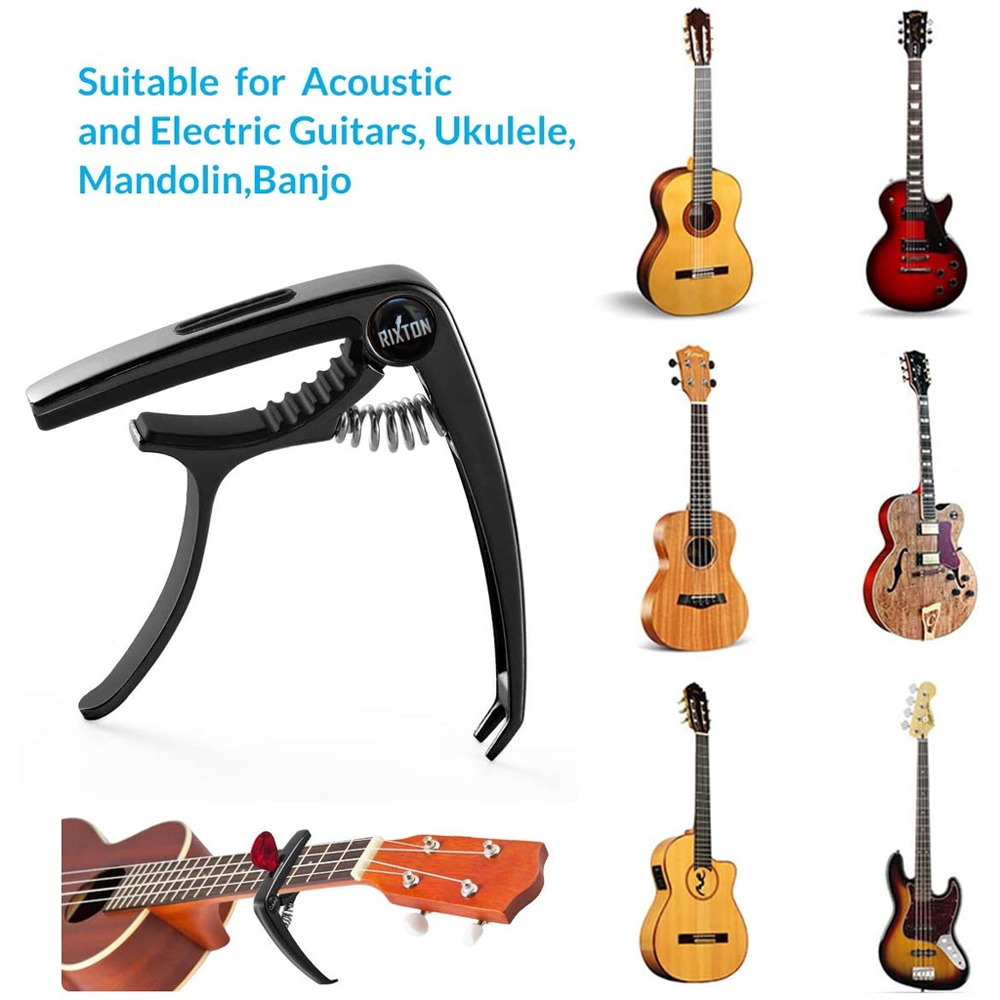 RIXTON Guitar Capo with Pick Slot Metal Wood Grain Guitar Capo Easy ...