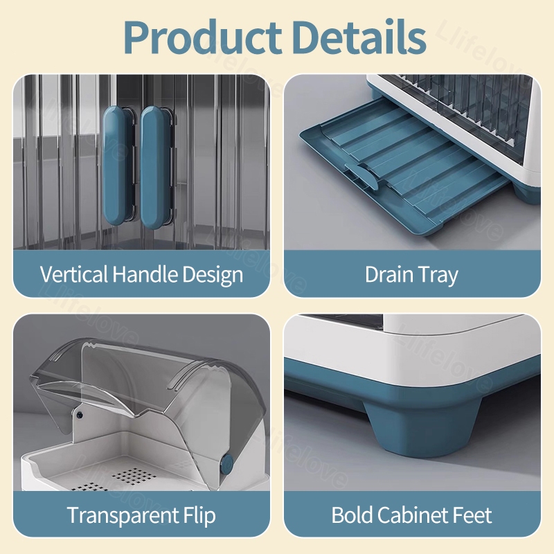 Kitchen Tableware Cupboard With Cover Multifunctional Dish Drain ...