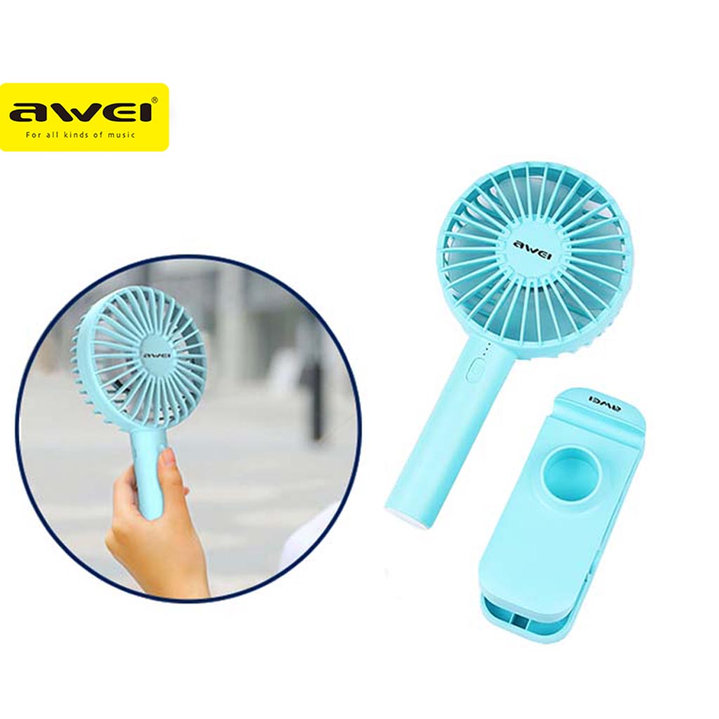 Awei F1 Mini Fan 2-in-1 Clip Portable Handheld with Mobile Phone Holder ...