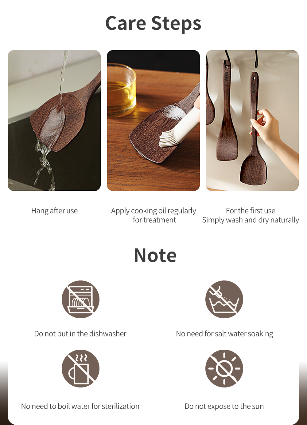 INSSA Natural Wooden Cooking Utensils Set Spatula Rice Soup Spoon ...