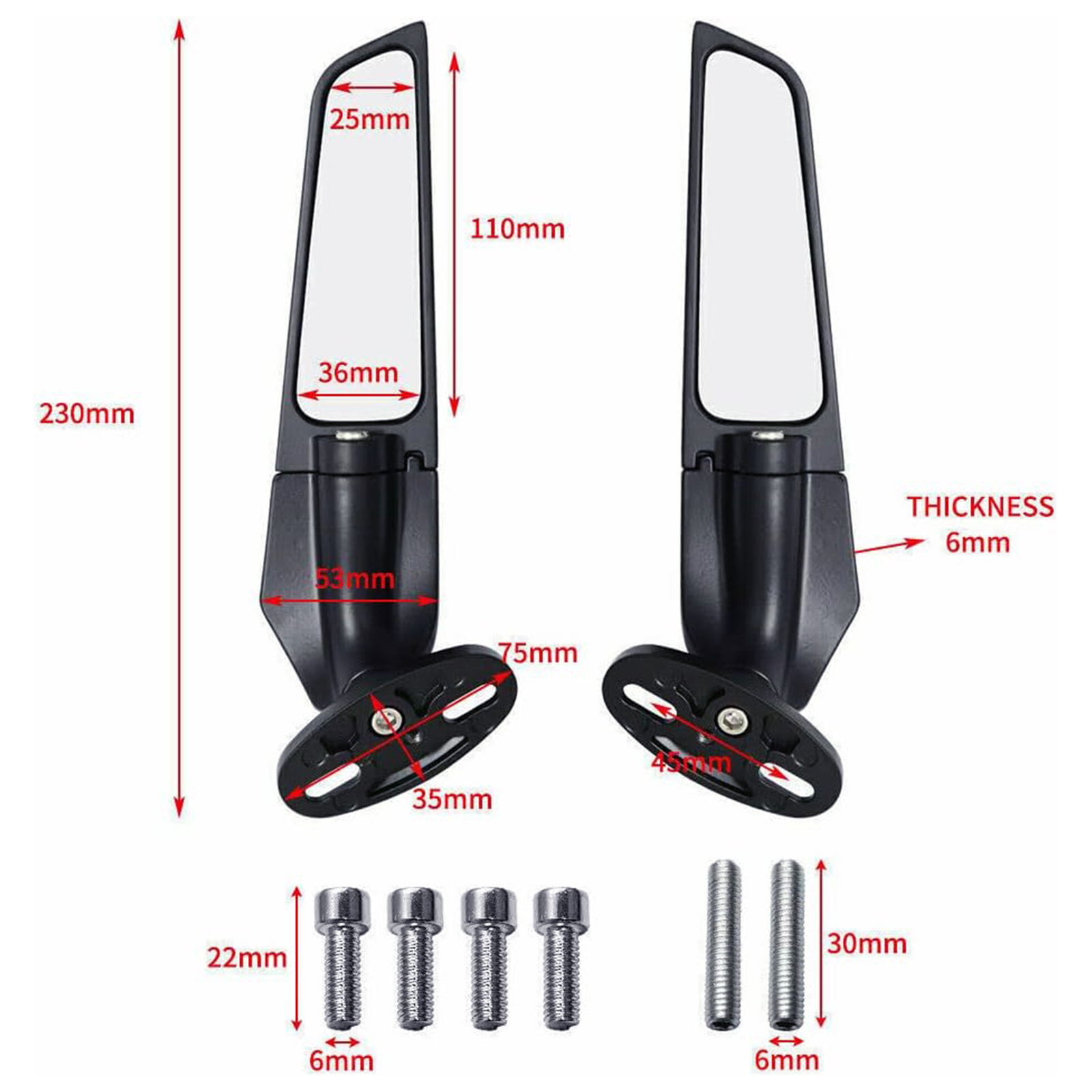 UNIVERSAL WINGLET ALLOY NINJA STEALTH MIRROR WIND WINGS SIDE MIRROR ...