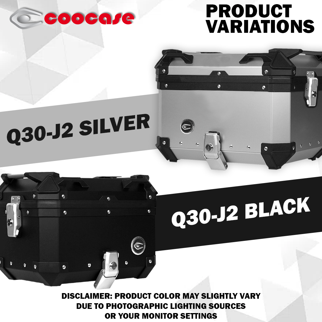 COOCASE ALUMINUM TOP BOX SIDE LOCK 30L / HEAVY-DUTY ALLOY REAR TAIL BOX W/INSULATED BAG + BASE ...