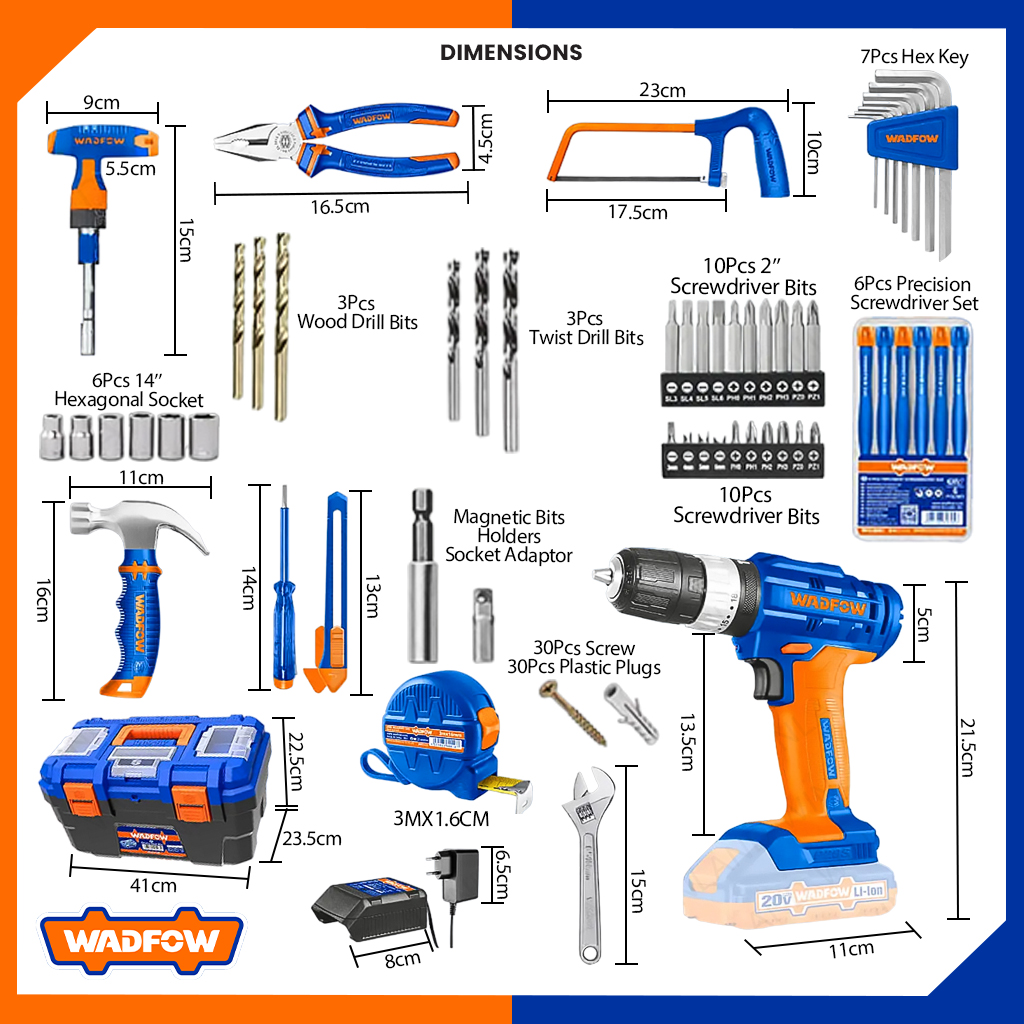 Wadfow by Winland Set of 119 tools including 20V Lithium-ion battery ...