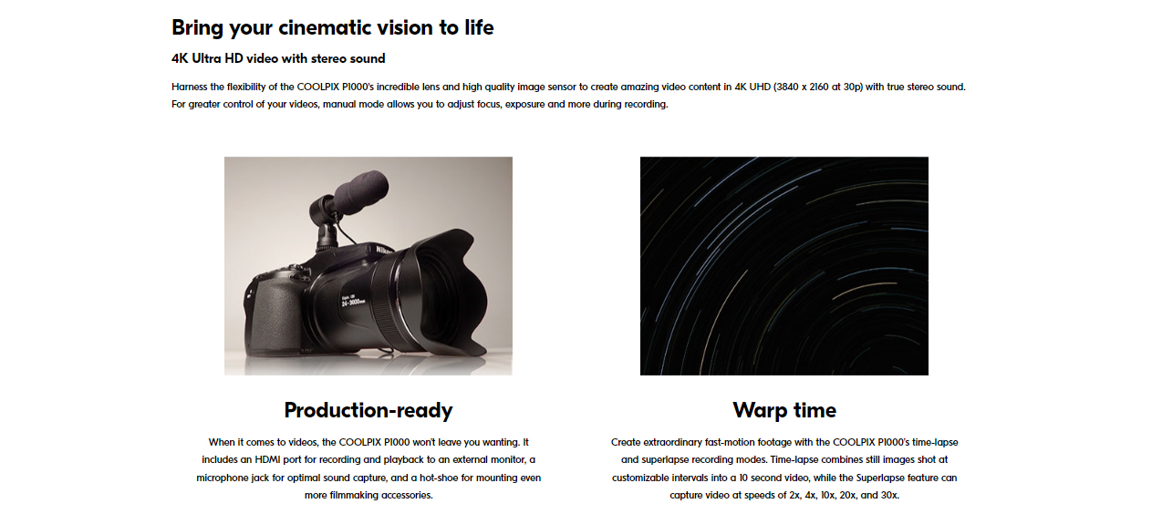 Nikon COOLPIX P1000 Digital Bridge Camera w/ 4K 30 FPS Video, 16 MP ...