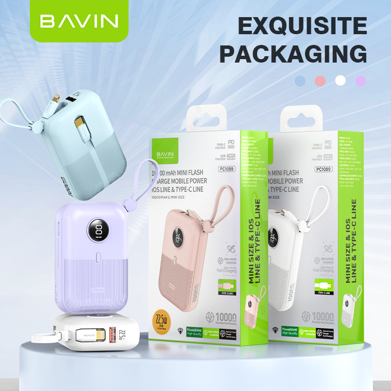 BAVIN PC1089 10000mAh Mini Powerbank 22.5W Fast Charging with Built-In ...