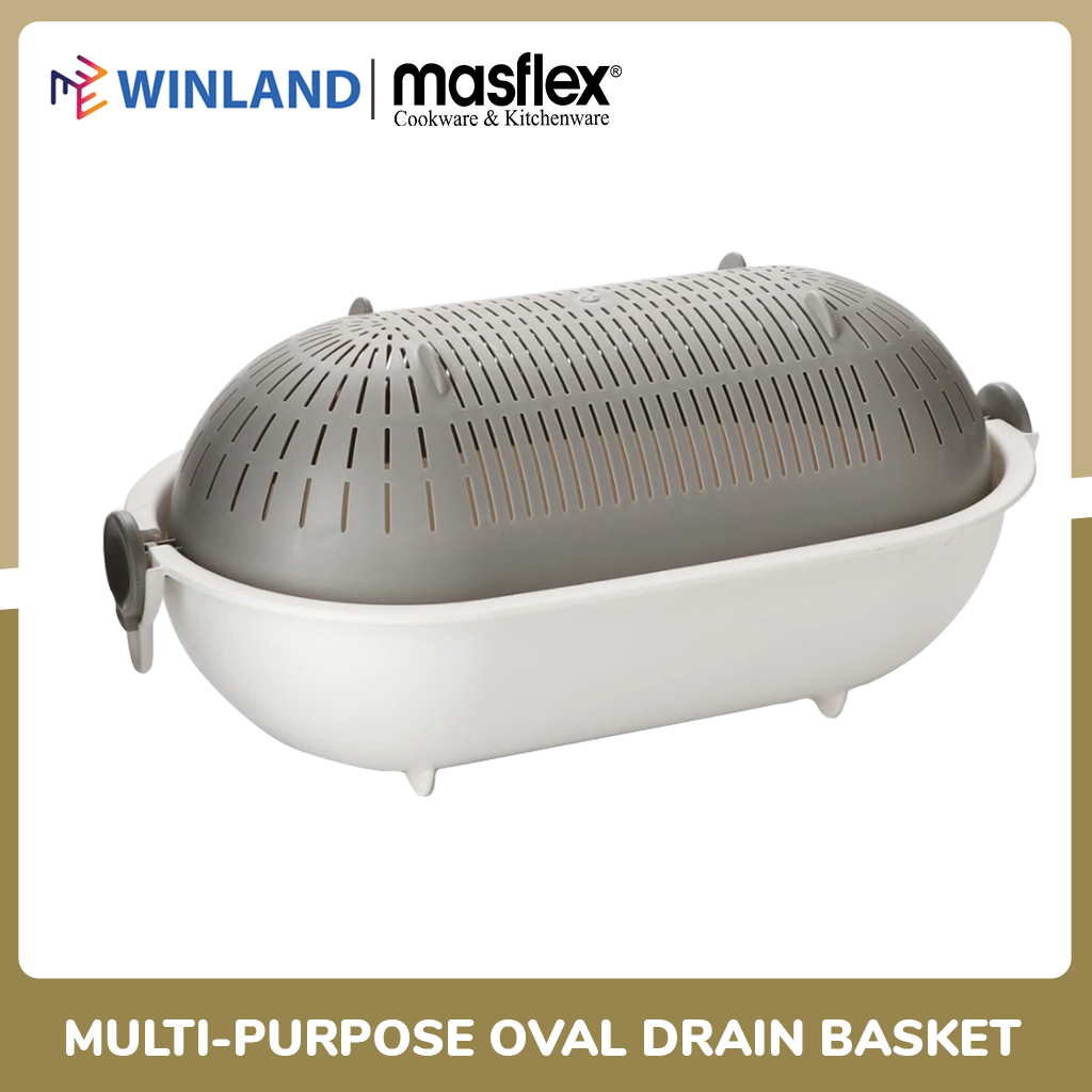 Masflex by Winland Plastic Multi-Purpose Oval Drain Basket Durable Polypropylene Plastic Body ...