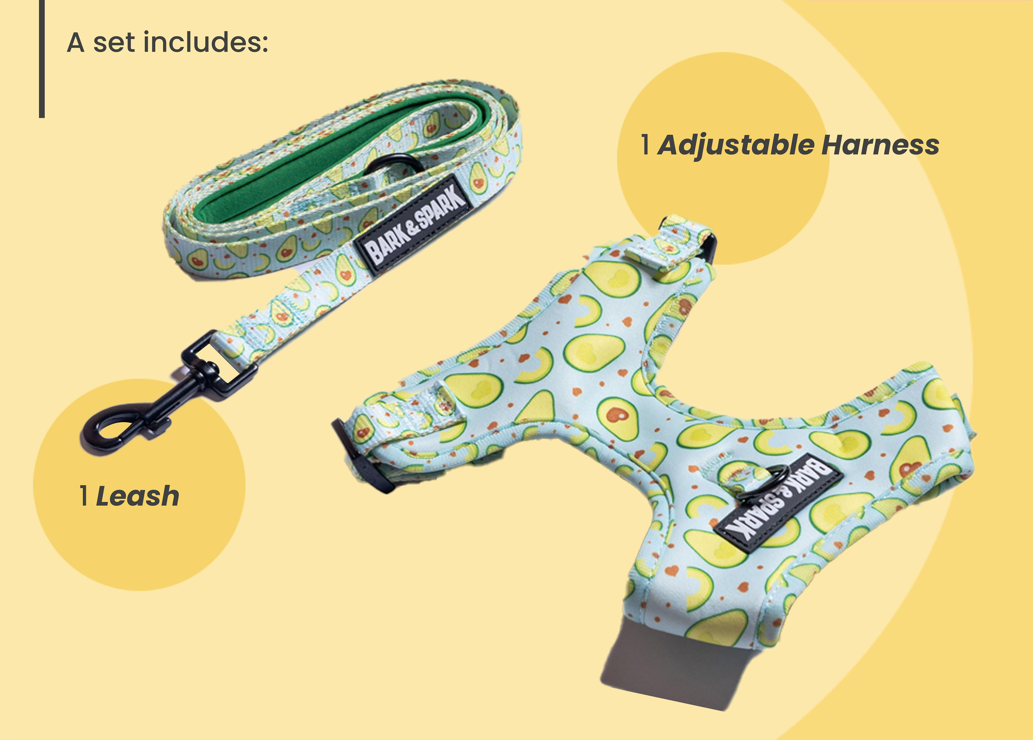 Bark & Spark Dog Harness and Leash Set - Soft and Durable Neoprene Air ...