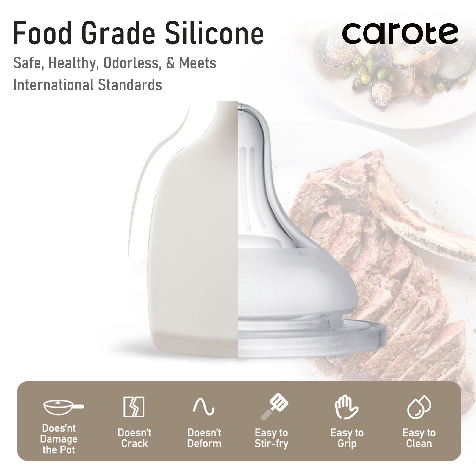 CAROTE spatula silicone spatula non-stick special soup spoon stainless ...