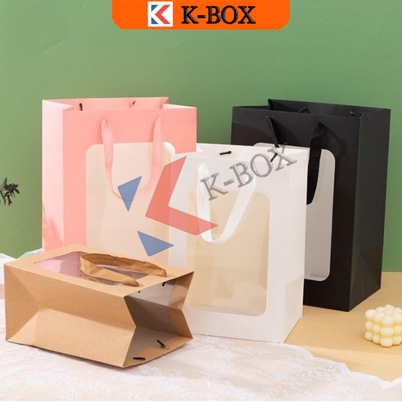 10PCS set Paper Bag Window Clear Window Gift Bags for Stuff Toys Flower ...