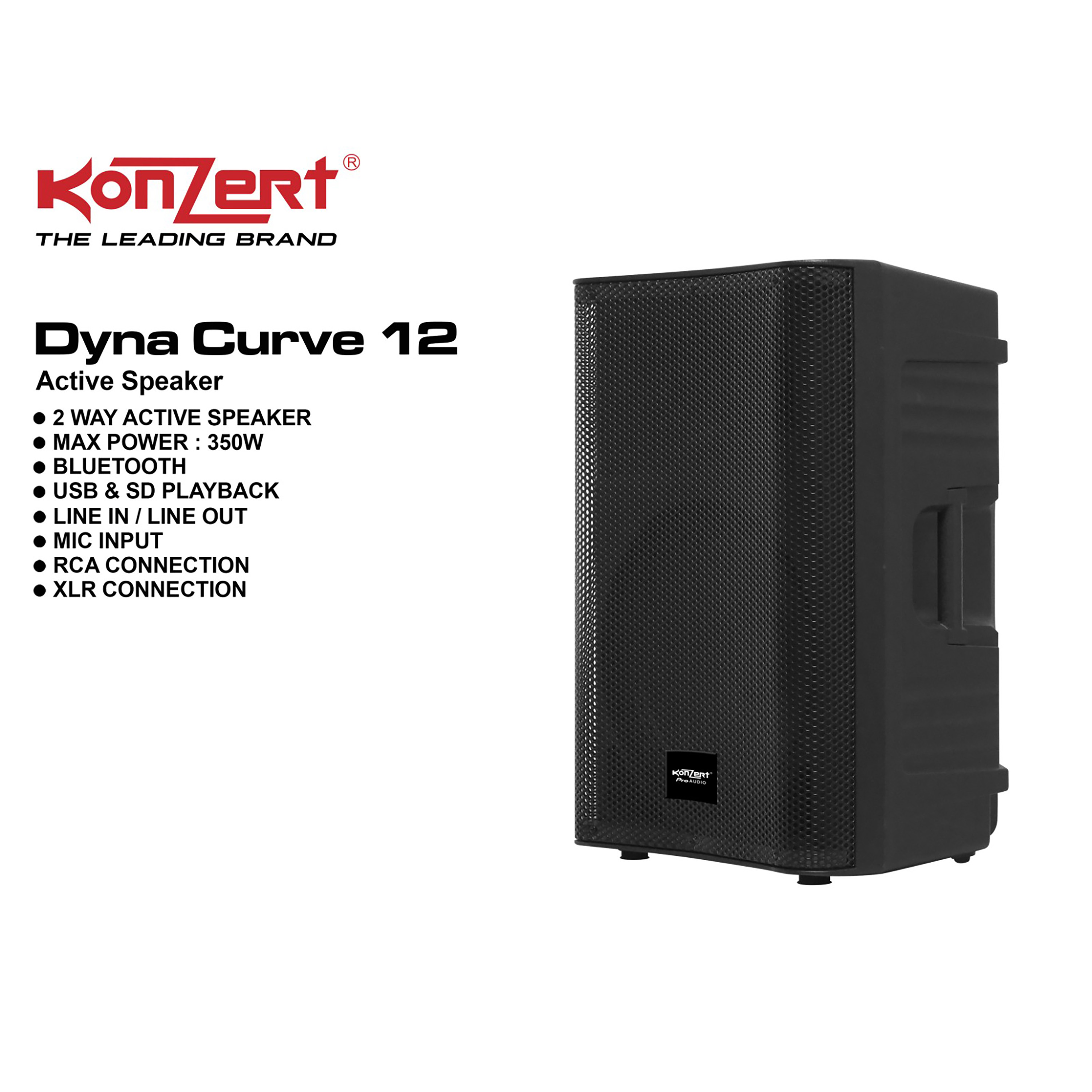 Konzert by Winland 12 Inch Active Speaker with USB/SD & Bluetooth -350W Max Power DYNA CURVE 12 ...