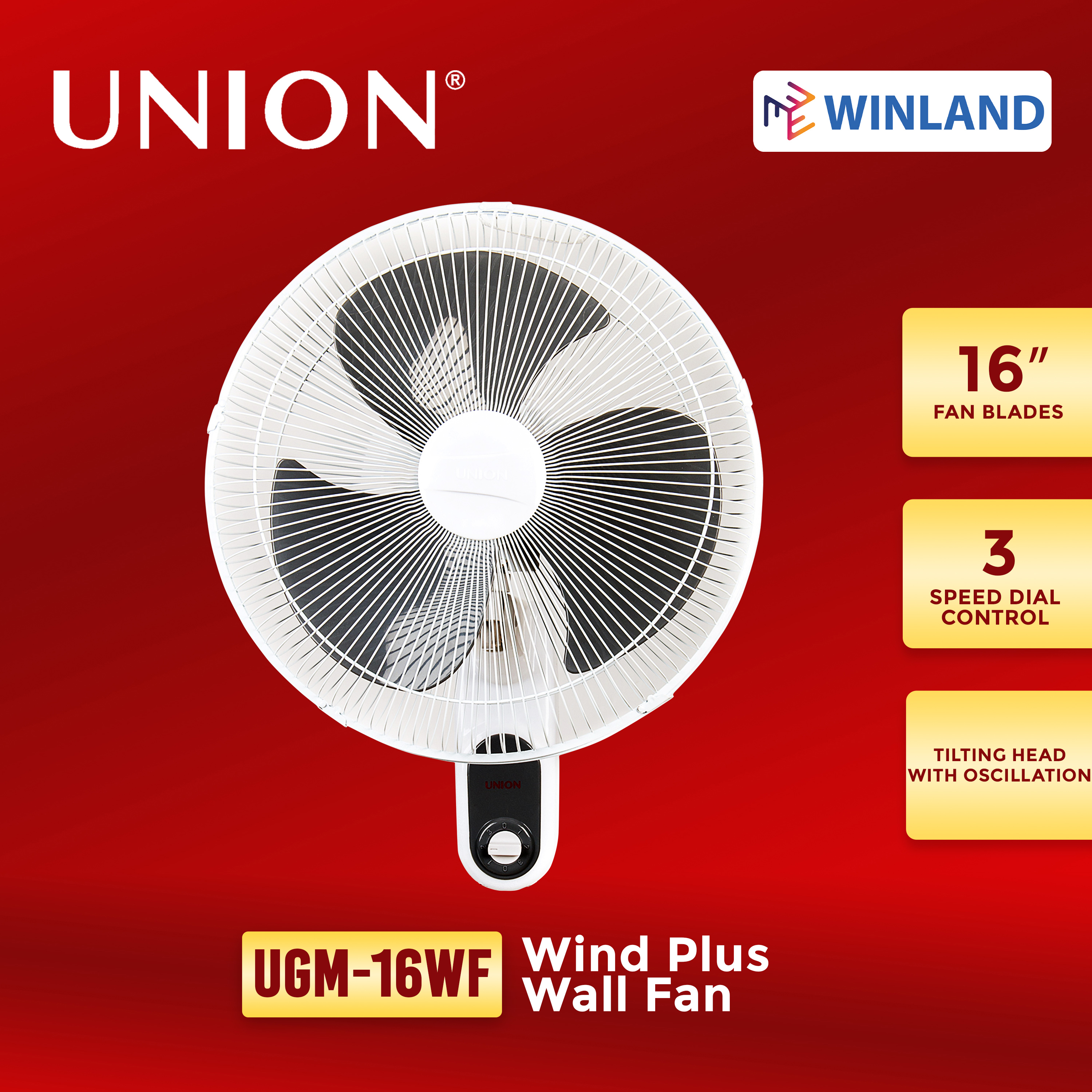 Union by Winland 16inches Wall Fan / Electric Fan UGM-16WF | Shopee ...