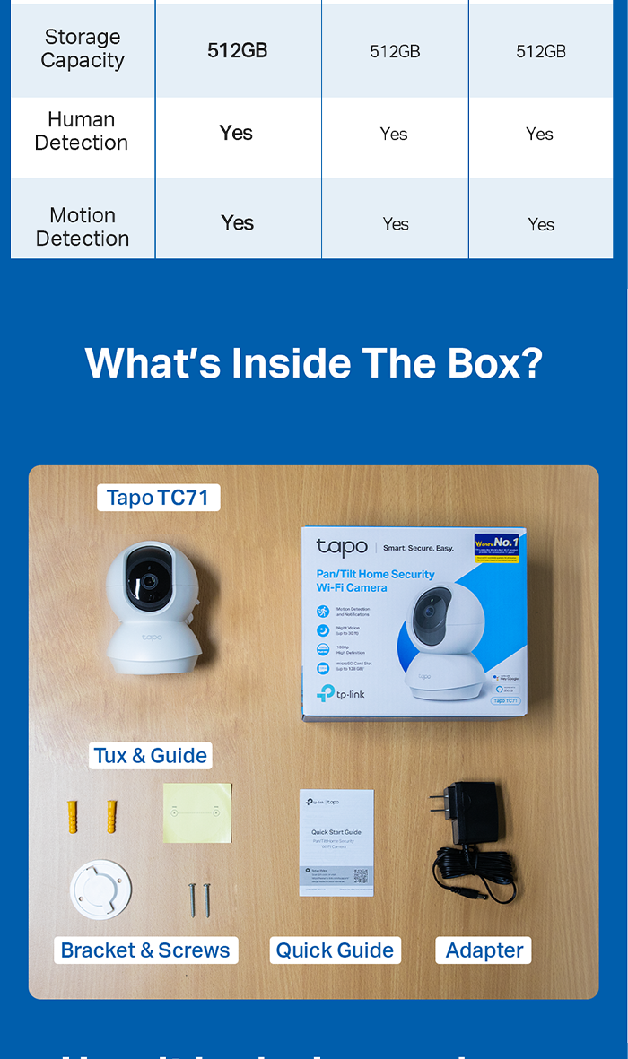 TP-Link | Tapo TC71 | 2K | 3MP | 360° | Pan/Tilt | Home Security | Indoor | Wi-Fi | CCTV ...