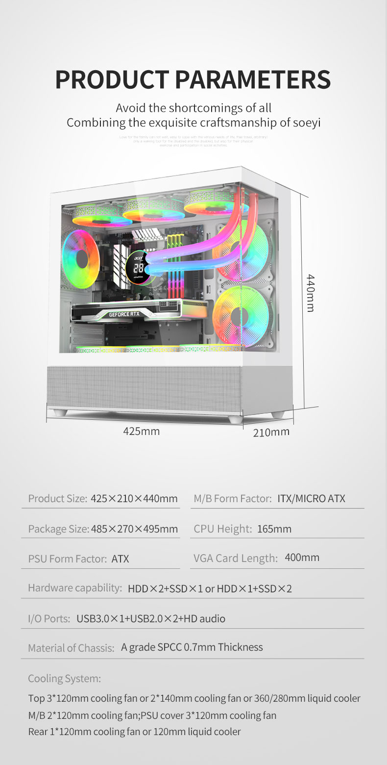 MYPC Acer V920 (CH-6) No Screws Throughout Full View Case ITX/Micro ATX ...