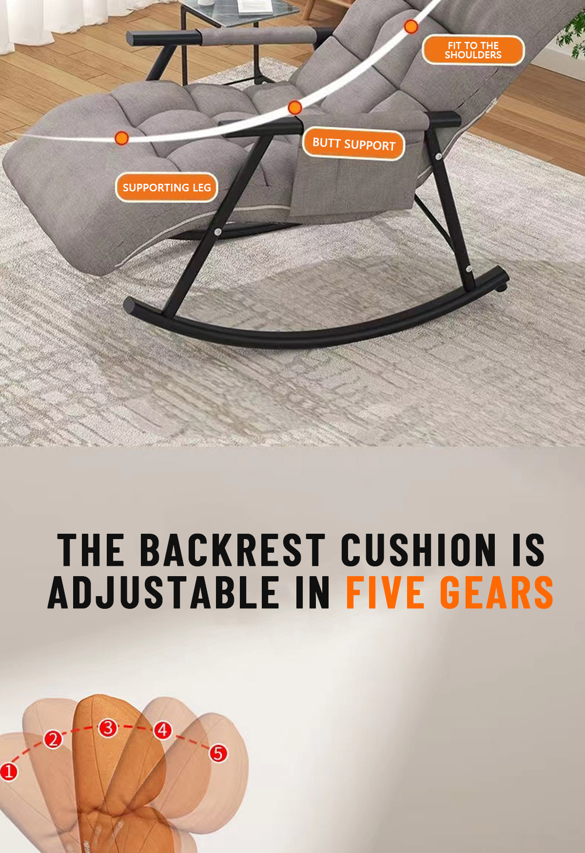 Lazy Rocking Chair Adjustable Rocking Sofa Chair Nordic Leisure Rocking ...