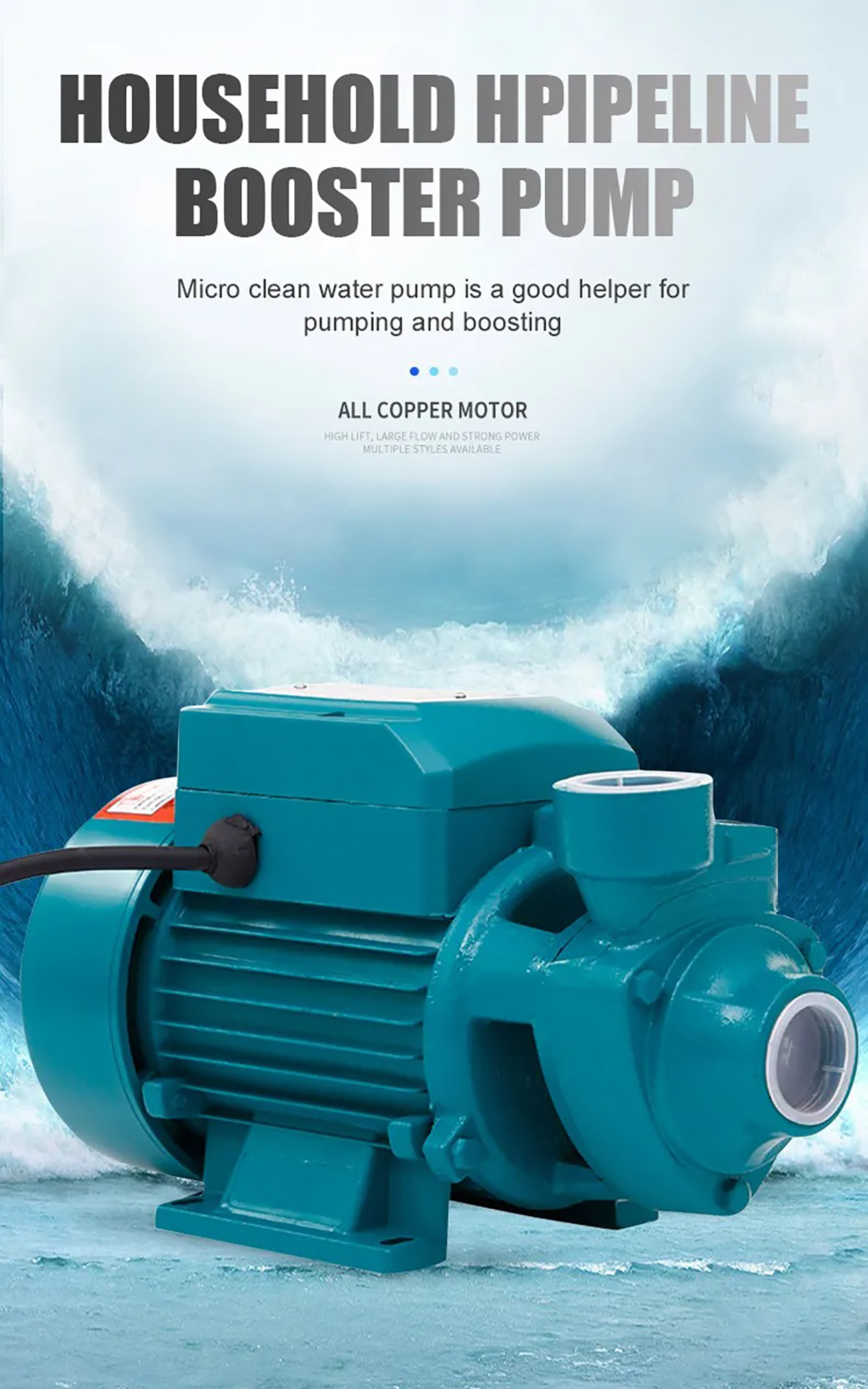 220V Booster Jet Pump 0.5 HP Electric Water Pump DC Pump Jet Pump ...