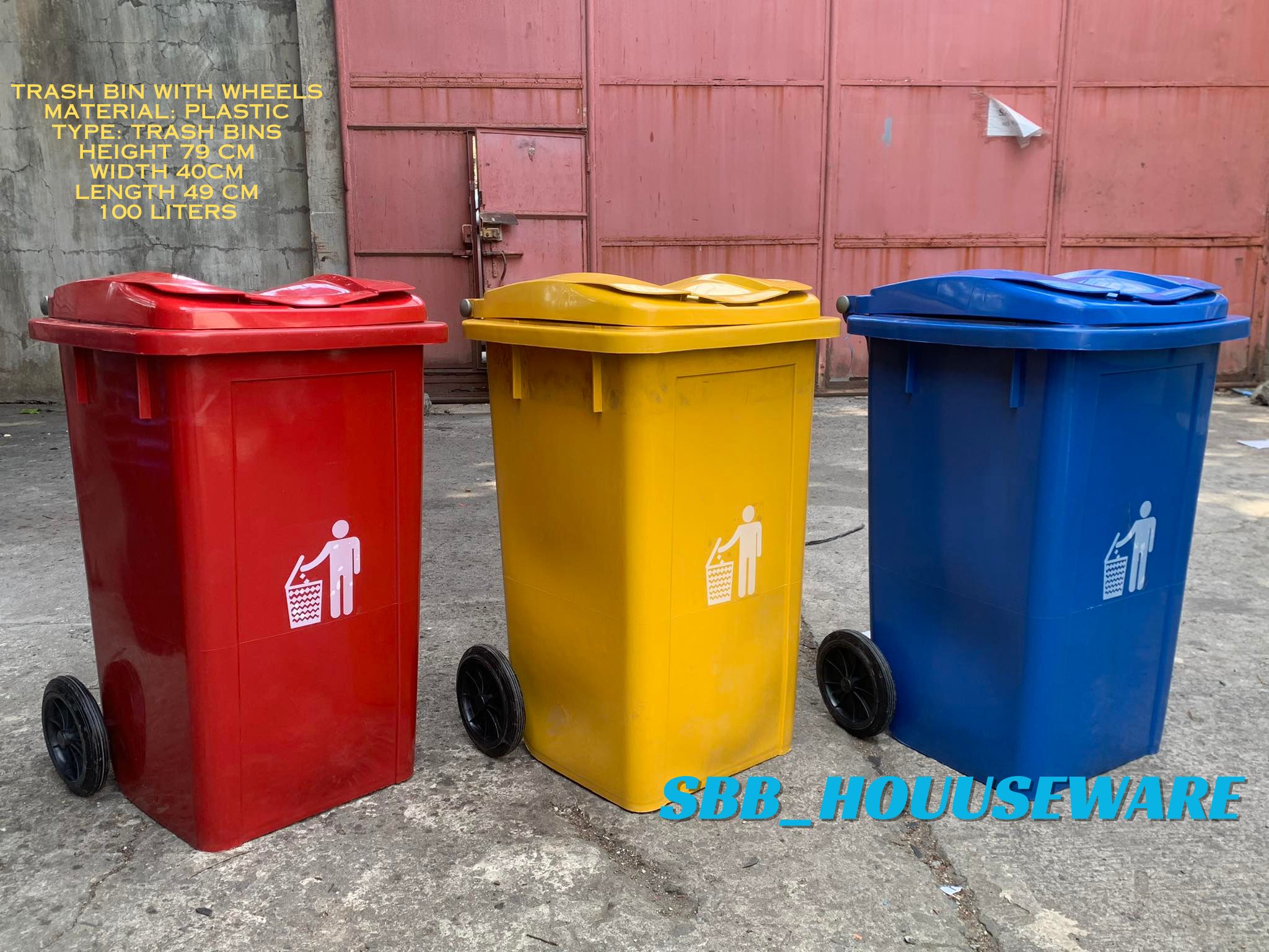 100L Nikko Trash Bin Trash Can with Wheels 100L Basurahan Garbage Bin ...
