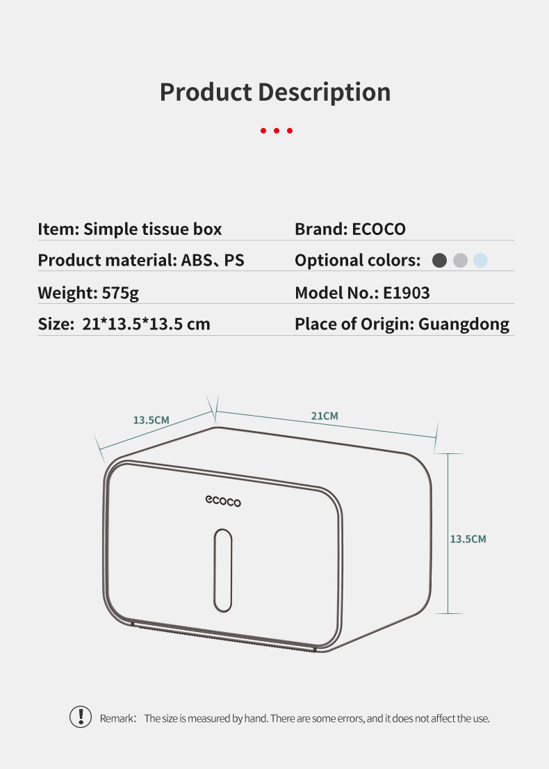 Ecoco Tissue Holder Bathroom Wall Mounted Tissue Box Waterproof for ...