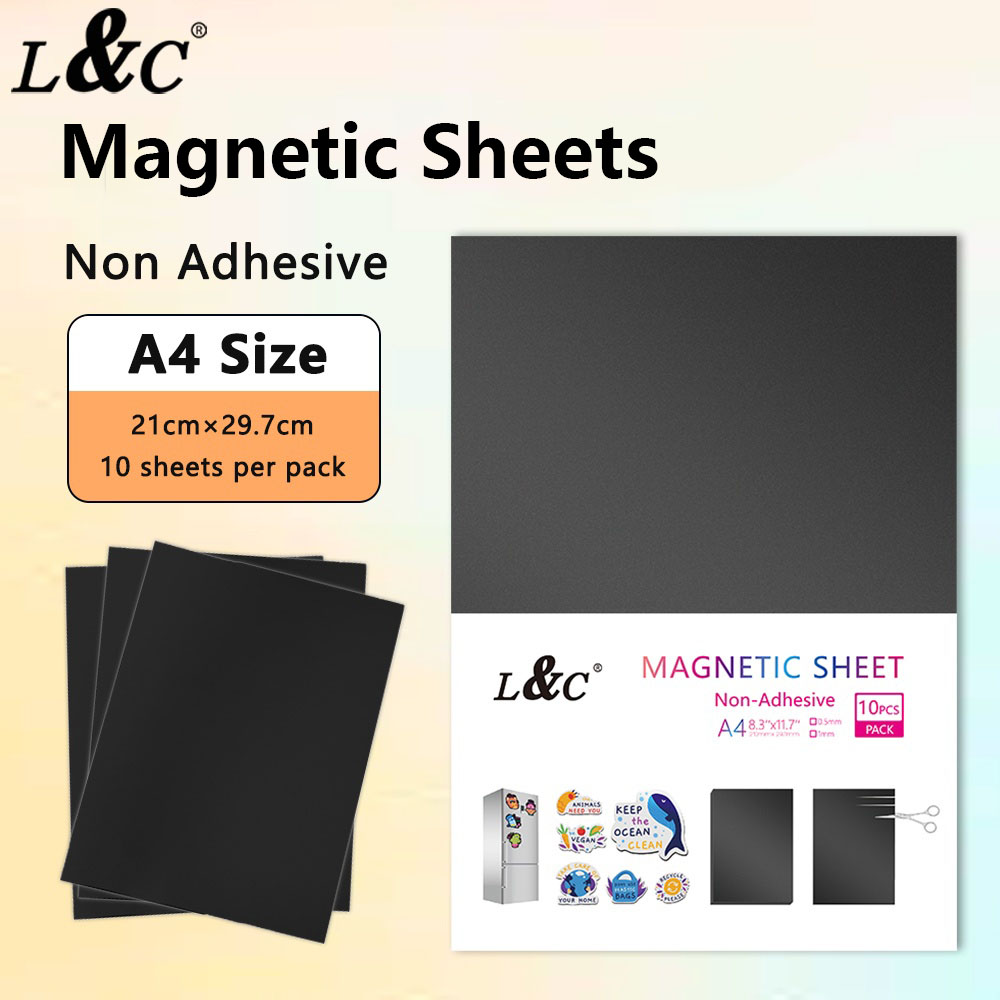 L&C 10pcs Magnetic Sheet with Adhesive A4 Size for DIY Ref Magnet ...