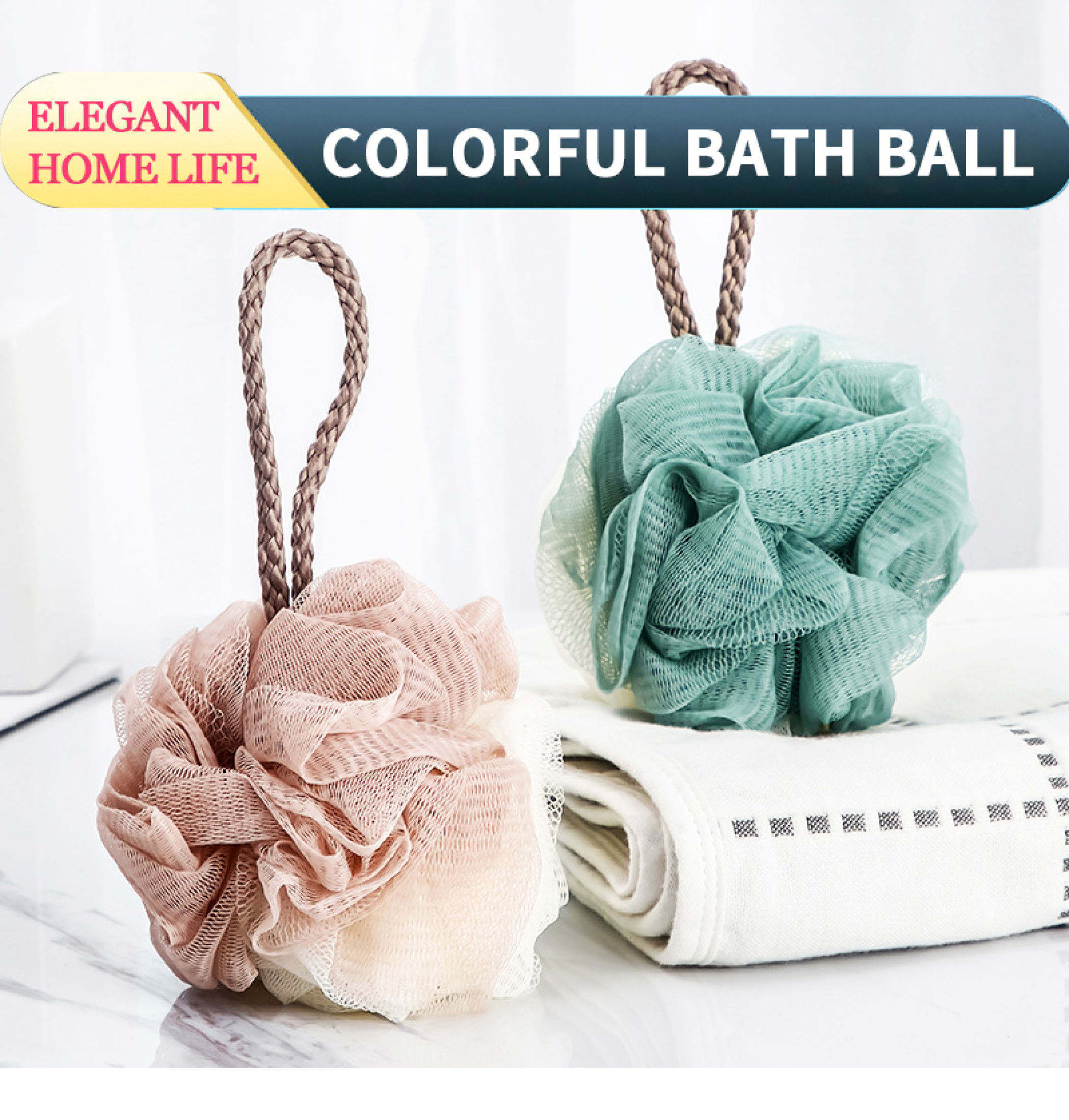 Bath Shower ball Sponge Bath Loofahs Mesh Pouf Shower Ball | Shopee ...