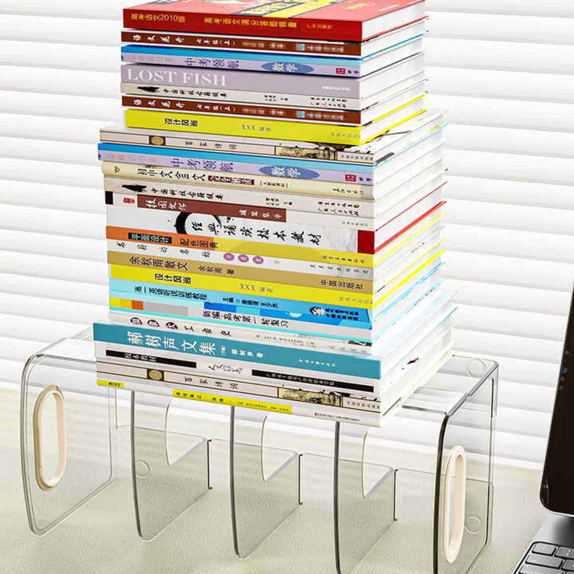 Transparent Book Organizer Acrylicdesktop bookshelf storage box office ...