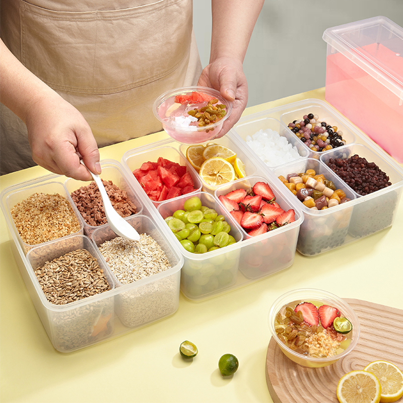 Divided Veggie Tray with Lid Stackable 4 Food Storage Boxes for ...