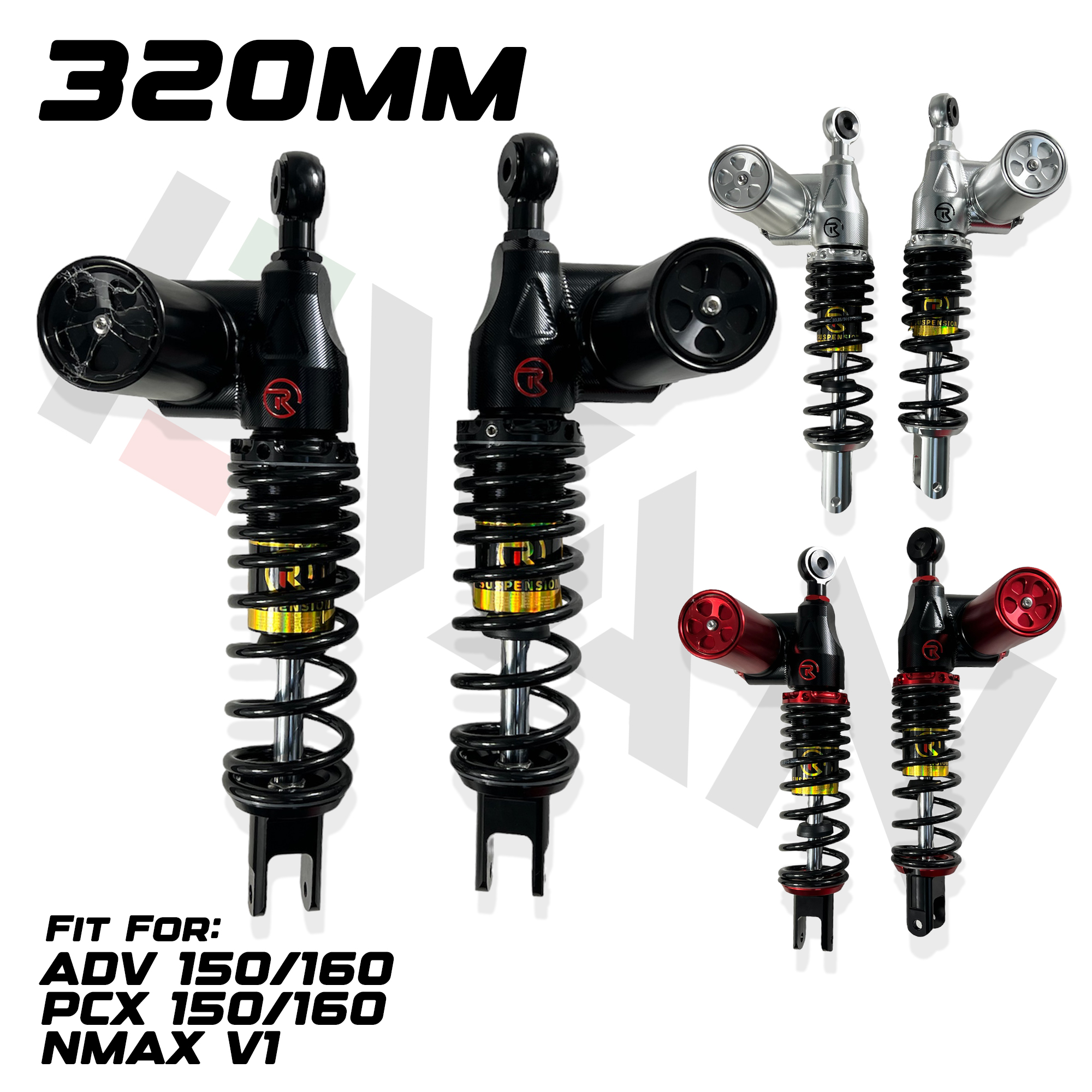 TRC SHOCK AI TECH FULLY ADJUSTABLE REAR 320mm SHOCK SUSPENSION FOR NMAX ...