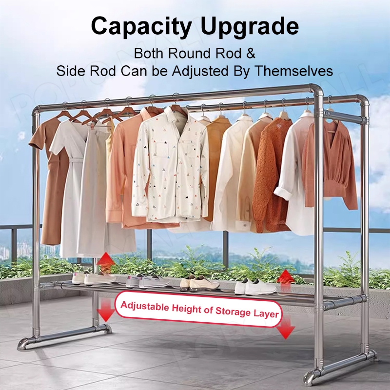 200CM Clothes Rack Stainless Sampayan Heavy Duty Windproof Adjustable ...