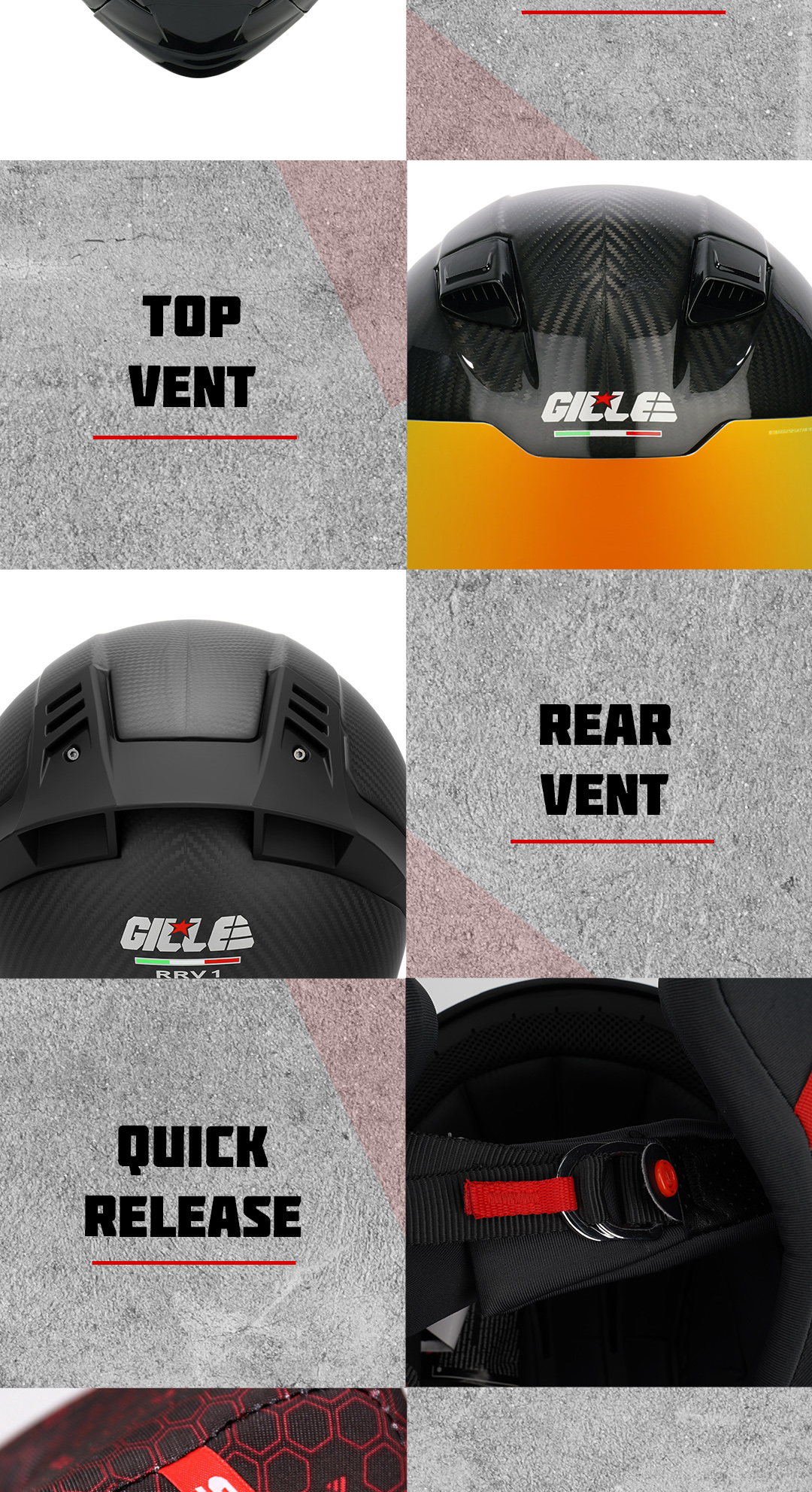 Gille Helmet 893 CARBON Motorcycle Helmet Full Face Single Visor With ...