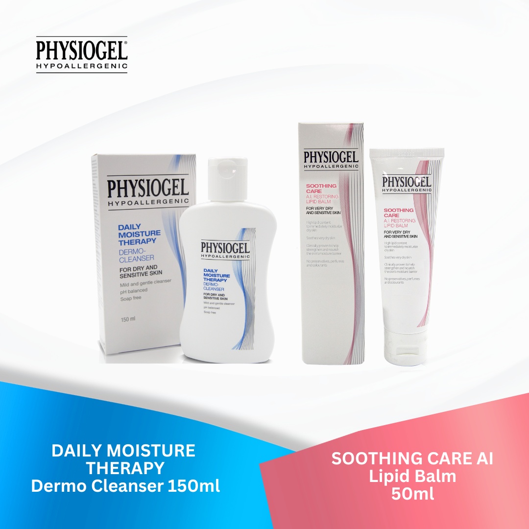 Physiogel DMT Dermo-Cleanser - 150ml with Physiogel SOOTHING CARE AI Restoring Lipid Balm - 50ml ...