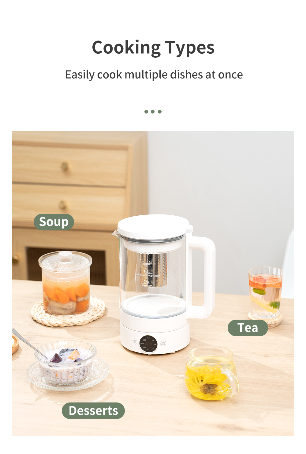 Simplus Health Pot Electric Water Kettle 1.5L (Portable Multi Cooker Tea) | Shopee Philippines