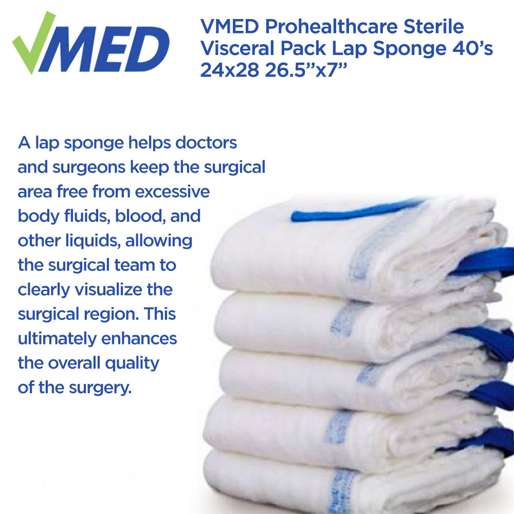 VMED Prohealthcare Visceral Pack Sterile X-Ray Detectable Lap Sponge 26 ...