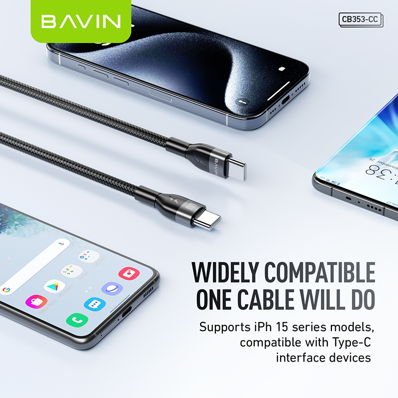 BAVIN CB353 60W 30W 18W 12W Fast Charging Data Cable 1 Meter Nylon ...